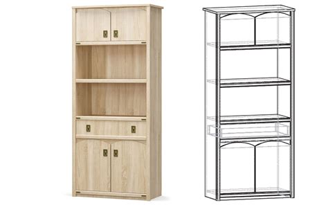 Стелаж Валенсія книжкова шафа 4д 1ш дуб самоа⚡ Купуй за акційною ціною Безкоштовна доставка у