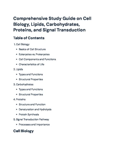 Comprehensive Study Guide Cell Biology And Biomolecules Bio 101 Studocu