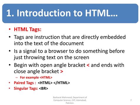 Ppt Introduction To Html Basic Structure Of A Html Page Text