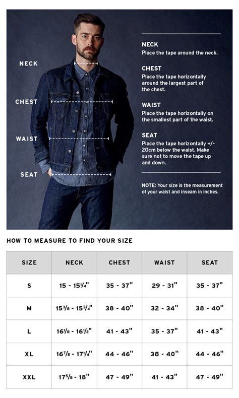 Size Chart For Denim Jacket At Marcia Reames Blog