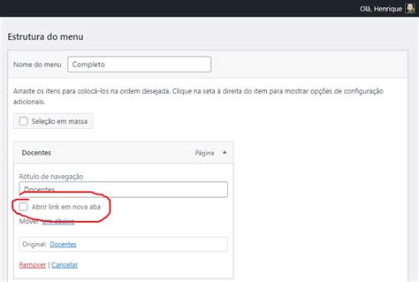WordPress Institucional Menus Personalizados