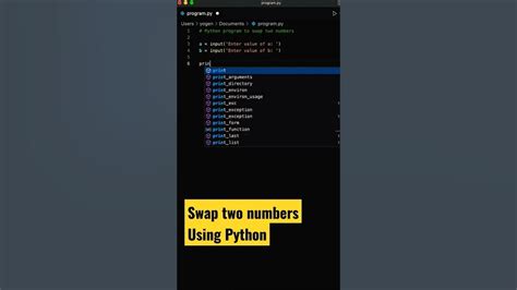 Python Program To Swap Two Numbers Shorts Coding Programming Youtube