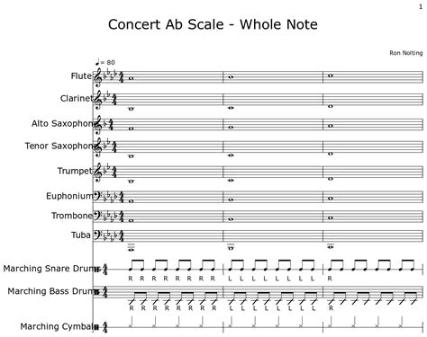 Concert Ab Scale Whole Note Sheet Music For Flute Clarinet Alto