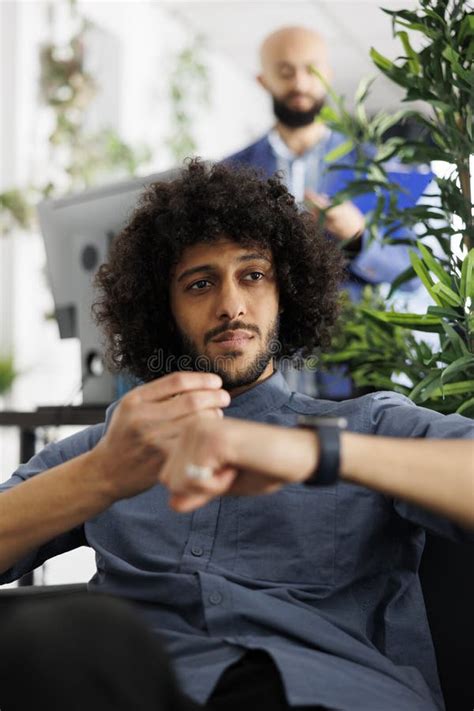 Executive Manager Planning Project Using Smartwatch Voice Record Application Stock Image Image