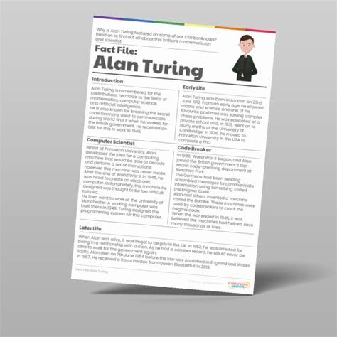 Ks2 Alan Turing Fact File Resource Classroom Secrets
