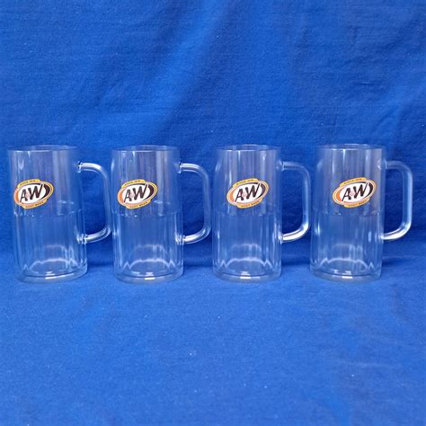 Lot 4 Aandw Root Beer Plastic Mugs Float Cup Tumblers A W Frosted Soda Handle 20oz Etsy