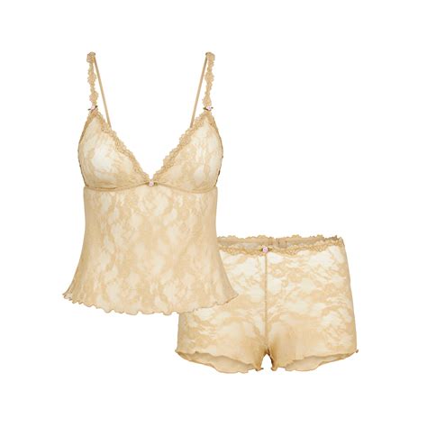 Stretch Lace Triangle Cami And Short Set Delta