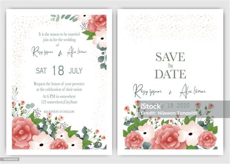 웨딩 초대 카드 꽃 손으로 그린 프레임 녹지 결혼식 초대장 템플릿 유칼립투스 결혼식 초대장 0명에 대한 스톡 벡터 아트 및 기타 이미지 Istock
