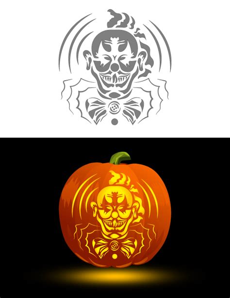 Scary Clown Pumpkin Carving Stencils