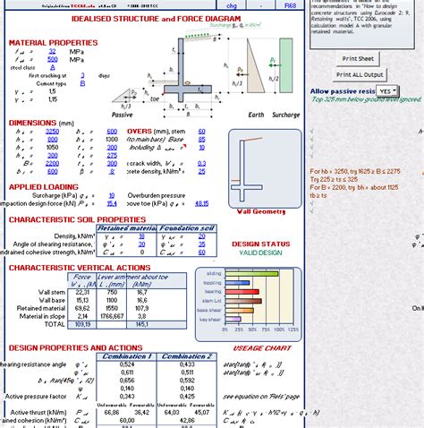 Concrete Retaining Wall Design Spreadsheet