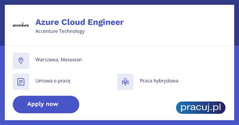 Oferta Pracy Azure Cloud Engineer Accenture Technology Warszawa