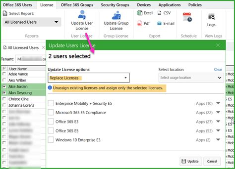 office 365 license management