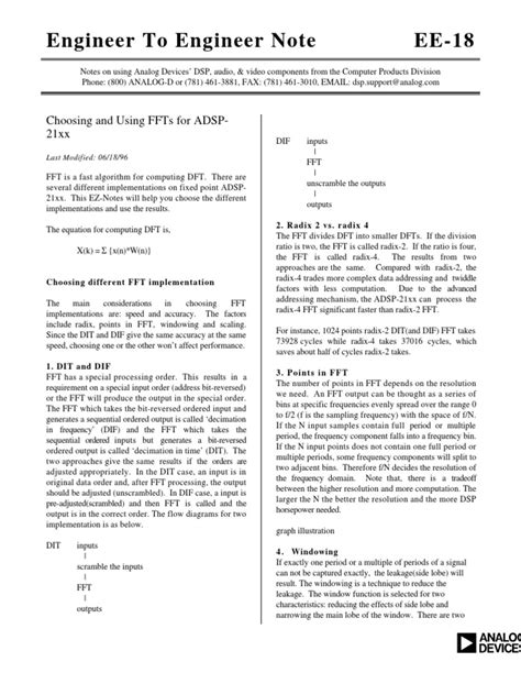 Choosing And Implementing Fast Fourier Transforms On Analog Devices Adsp 21xx Digital Signal