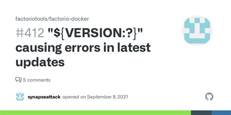 {version } causing errors in latest updates · issue 412