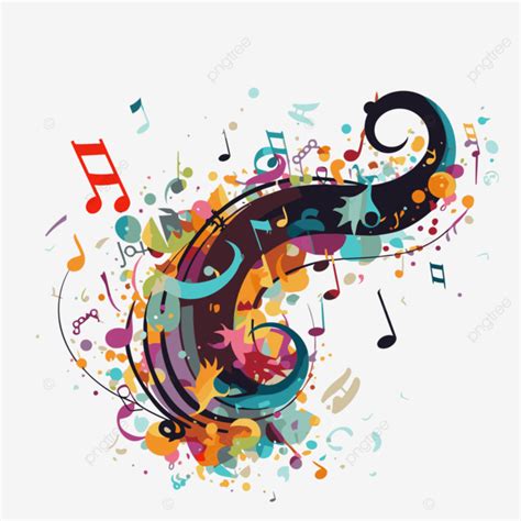 뮤지컬 악보 벡터 스티커 클립 아트 다채로운 음표와 물결 모양의 소용돌이 만화 상표 클립 아트 Png 일러스트 및 벡터 에 대한 무료 다운로드 Pngtree