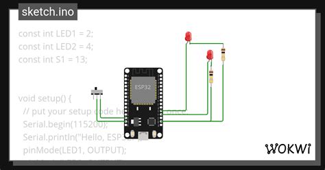 Slide Switch Led Wokwi Esp32 Stm32 Arduino Simulator