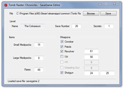 Github Julianozelrosetrc Saveedit Save Game Editor For Tomb Raider Chronicles Written In