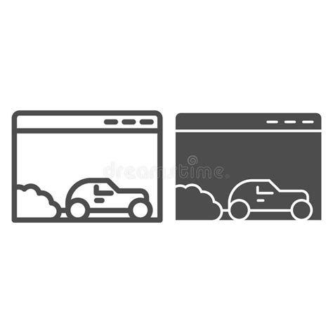 Browser Speed Thin Line Icon Computer Window Speedometer Vector