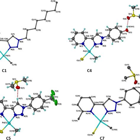 Molecular Structure Of Complexes C1 C4 C5 And C7 With Atomic Download Scientific Diagram