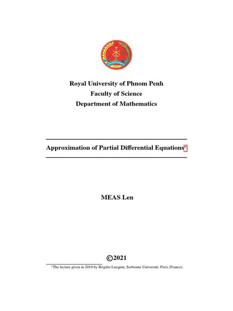 Approximation Of Partial Differential Equations Meas Len Pdf Finite Element Method