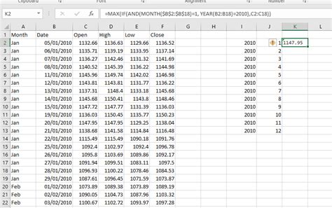 Extract High And Lows On Monthly Basis From Excel Dataset Stack Overflow