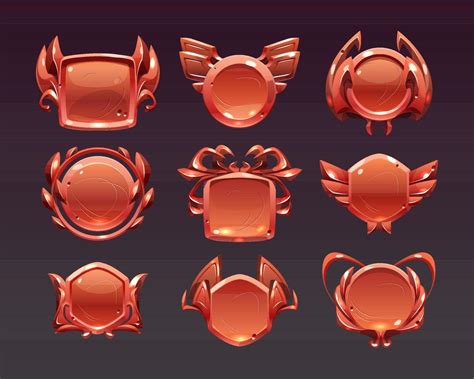 Medieval Game Menu Interface Badges Red Ui Frames 13455224 Vector Art