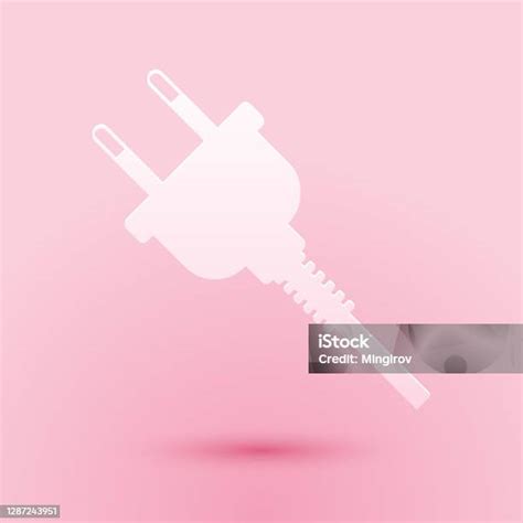 종이 컷 전기 플러그 아이콘 분홍색 배경에 격리 전기의 연결 및 단절의 개념 종이 아트 스타일 벡터 고압 전류 주의에 대한 스톡 벡터 아트 및 기타 이미지 Istock