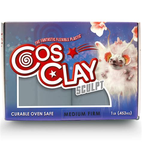 Cosclay Sculpt Gray Medium Firm Polymer Clay 453g Detailed Crafting
