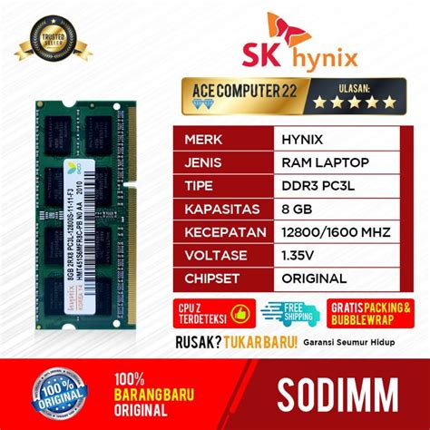 Jual Hynix Sodimm Ddr3l 8gb Pc 12800 Shopee Indonesia