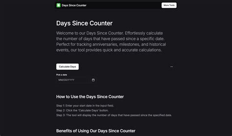 days since counter calculate days since any date