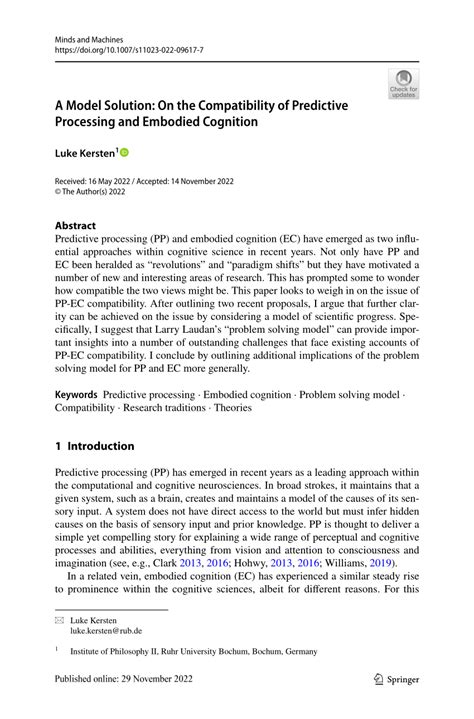 Pdf A Model Solution On The Compatibility Of Predictive Processing