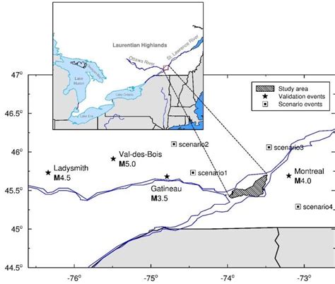 Map Of The Selected Events For Validation And Four Scenario Events Download Scientific Diagram
