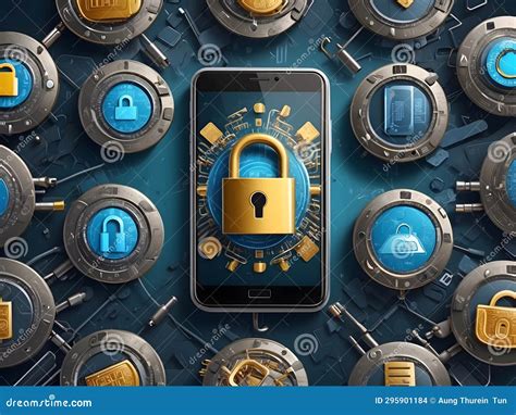 Encrypted Realms And Safeguarding Personal Data Stock Illustration