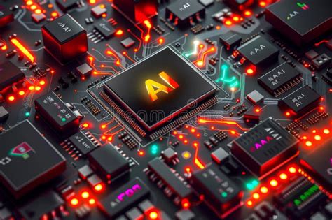 AI Chip On Circuit Board Advanced Artificial Intelligence Technology Futuristic Digital
