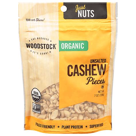 Woodstock Cashew Pieces Organic Unsalted 7 Oz Nuts Seeds And Mixes