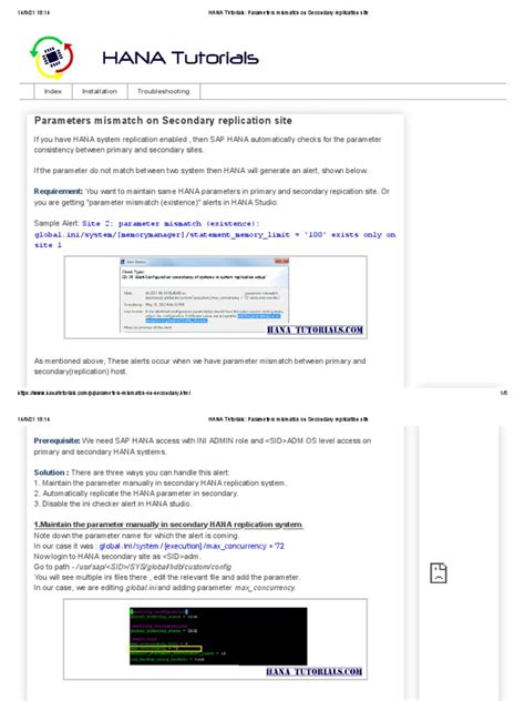 Resolve Hana Parameter Mismatch Alerts Pdf Software Computer Architecture