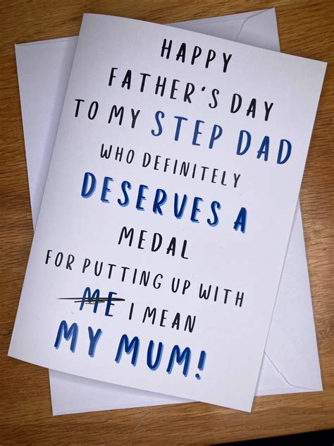Funny Step Dad Fathers Day Card Funny Step Dad Fathers Day Etsy