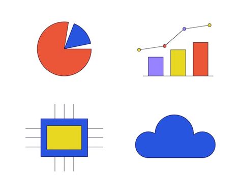 premium vector chart graph technology 2d linear cartoon objects set