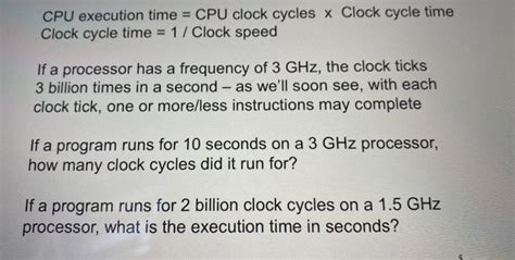 Solved Cpu Execution Time Cpu Clock Cycles X Clock Cycle