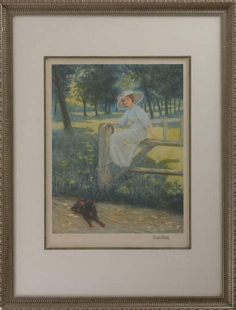 Sold At Auction Georges Plasse Georges Plasse Lady Sitting On A Gate