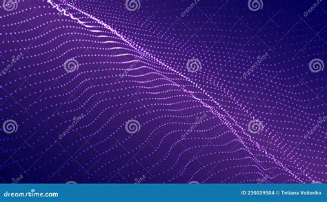 Wave Of Flowing Particles On A Dark Background Abstract Backdrop With Dynamic Elements Of Waves
