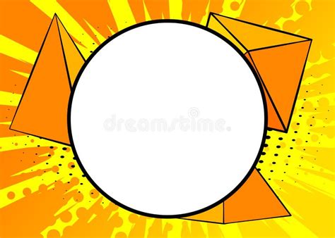 Blank Circle Shape On Blue Cartoon Vector Comic Book Background Stock