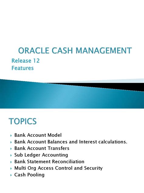 New Features In R12 Oracle Cash Management Pdf Banks Oracle Database