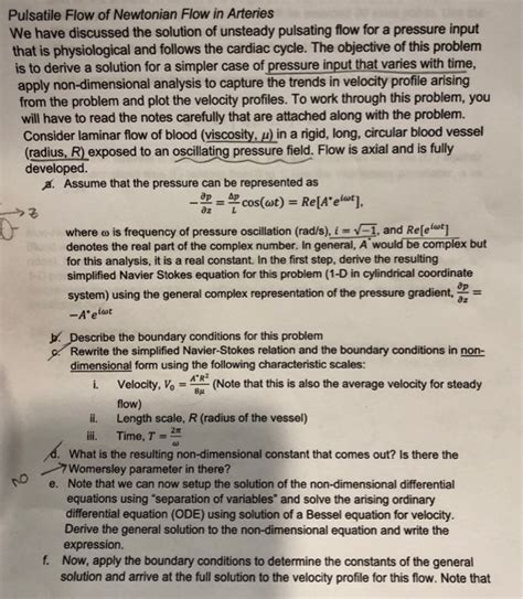 solved pulsatile flow of newtonian flow in arteries we have