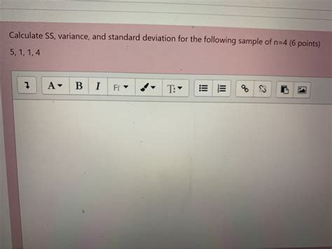 solved calculate ss variance and standard deviation for