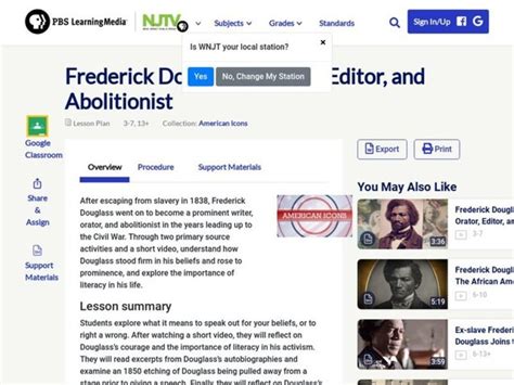 Frederick Douglass Orator Editor And Abolitionist Lesson Plan For