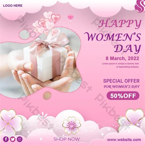 소셜 미디어 또는 인스 타 그램 포스트 페이스 북 광고 디자인 템플릿을위한 행복한 여성의 날 Png Psd 무료 다운로드 Pikbest