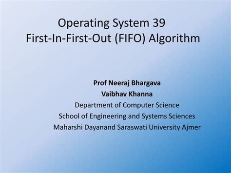 Operating System 39 First In First Out Algorithm Pptx