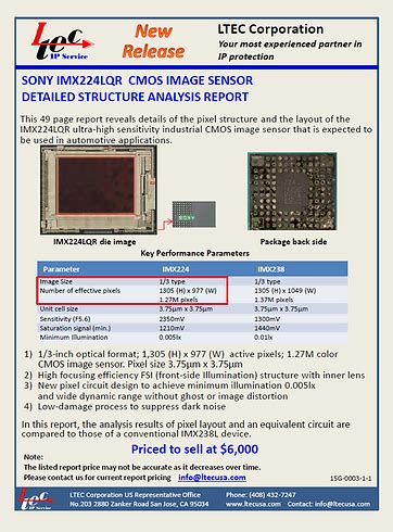 Sony Imx224lqr Cmos Image Sensor Detailed Structure Analysis Report