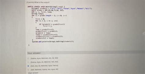 Solved 3 Points What Is The Output Public Static Void
